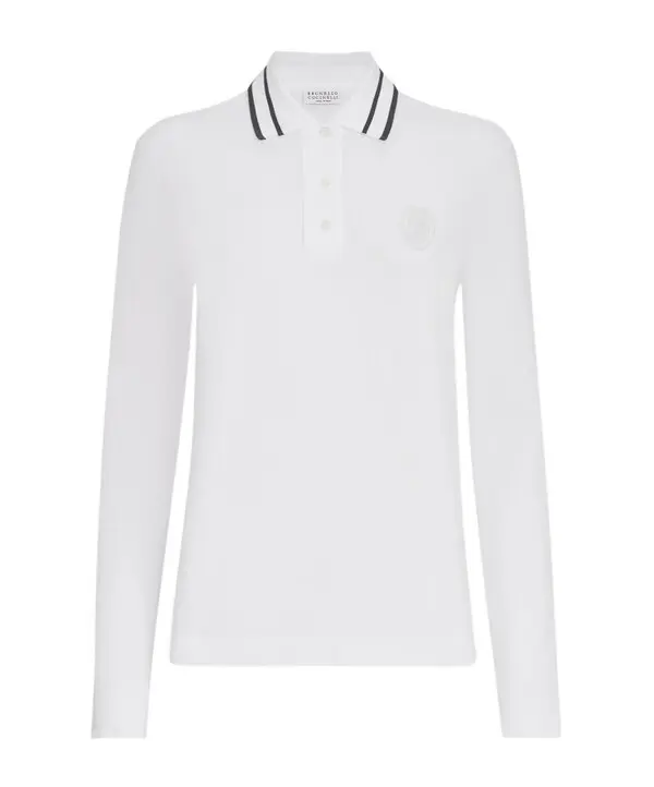 Brunello Cucinelli Stretch-cotton Piqué Polo Shirt With Logo - White