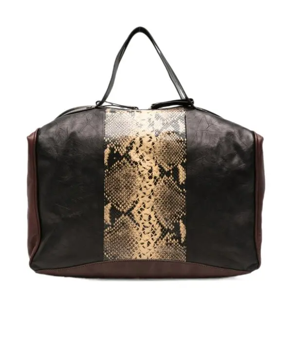 Dries Van Noten Snakeskin Patchwork Shoulder Bag - Dark Brown