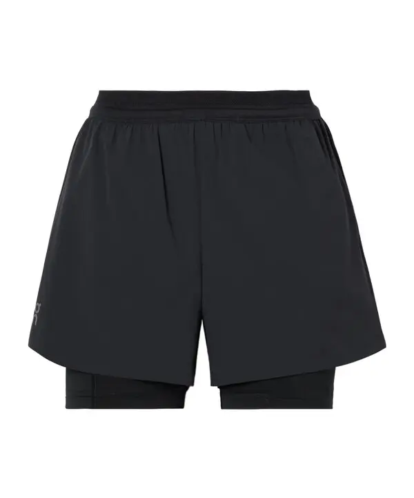 On Pace Layered Recycled-shell And Stretch-jersey Shorts - Black