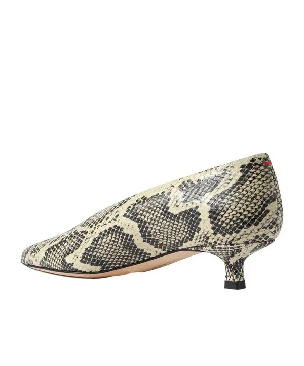 AeydĒ Snake-print Pointed-toe Kitten Heel Pumps