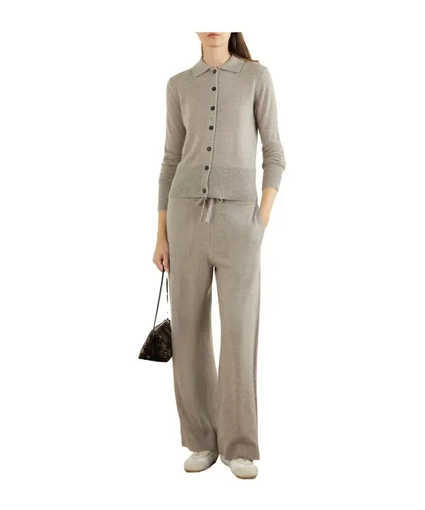 Le Kasha Ribbed Organic Cashmere Wide-leg Pants