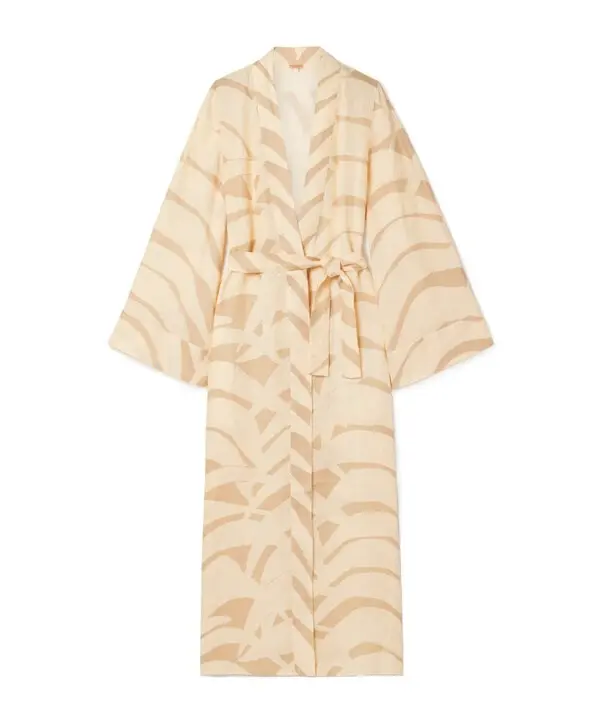 Johanna Ortiz Belted Printed Linen Robe - No