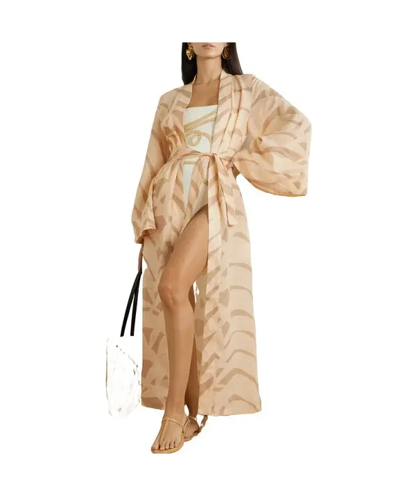 Johanna Ortiz Belted Printed Linen Robe