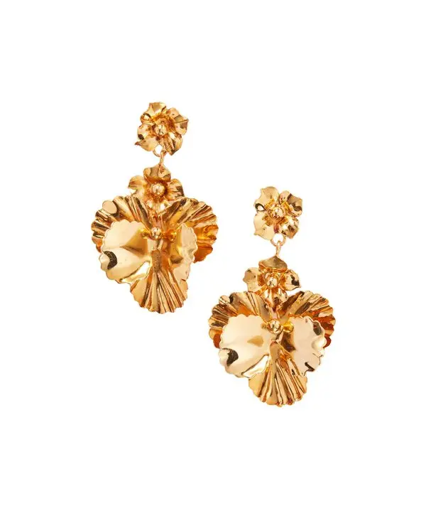 JENNIFER BEHR Gold-plated Floral Drop Earrings - Yellow