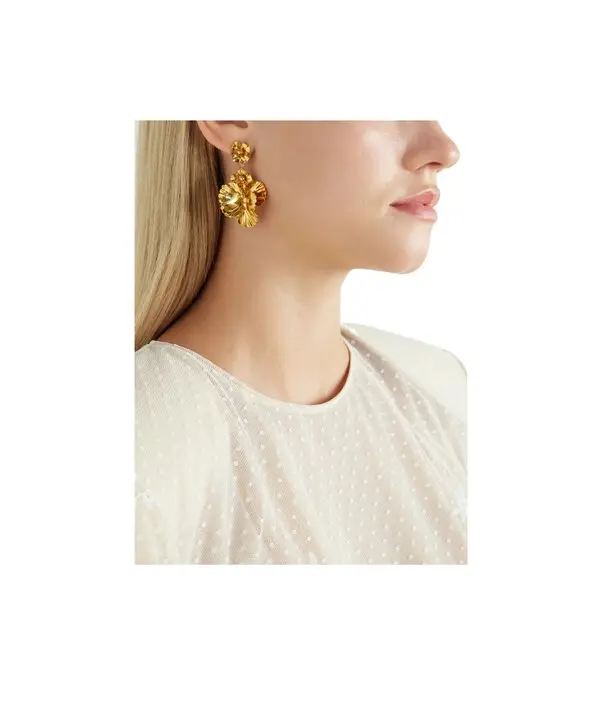 JENNIFER BEHR Gold-plated Floral Drop Earrings