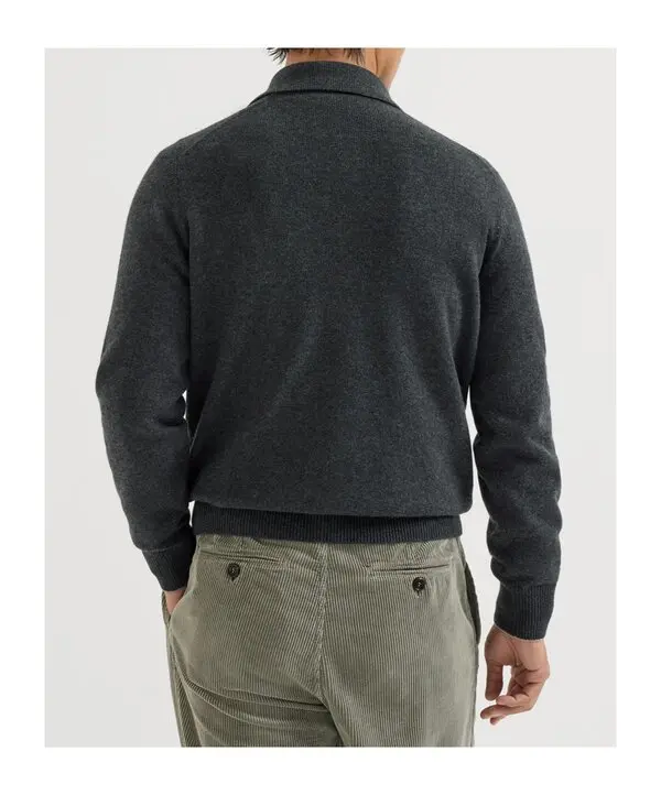 Brunello Cucinelli Cashmere Shirt-style Cardigan With Chest Pockets - Stone Gray