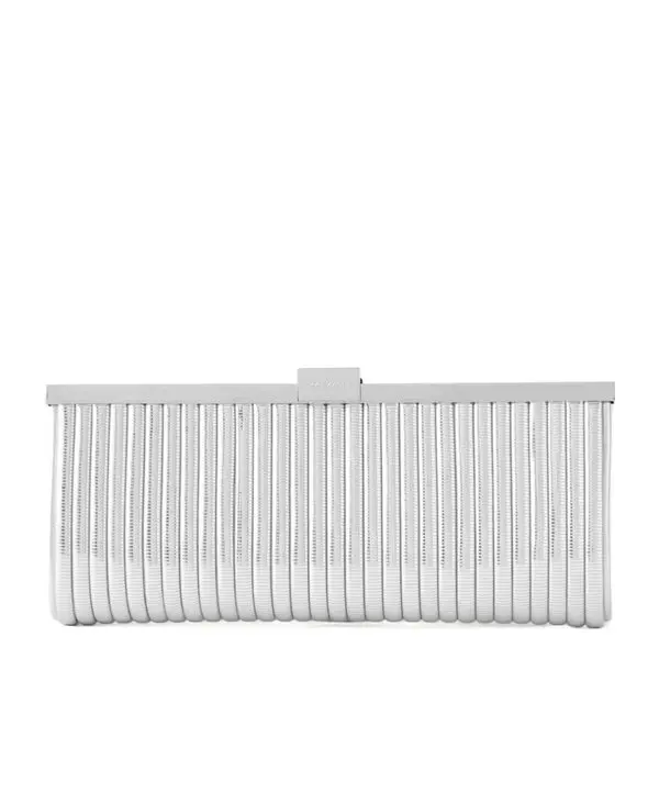 AQUAZZURA Silver Ruched Clutch