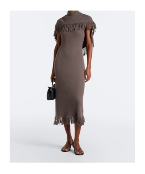 Simkhai Jordan Caped Wool And Cashmere Maxi Dress