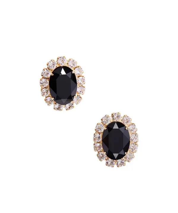JENNIFER BEHR Crystal-embellished Gold-plated Earrings - Black