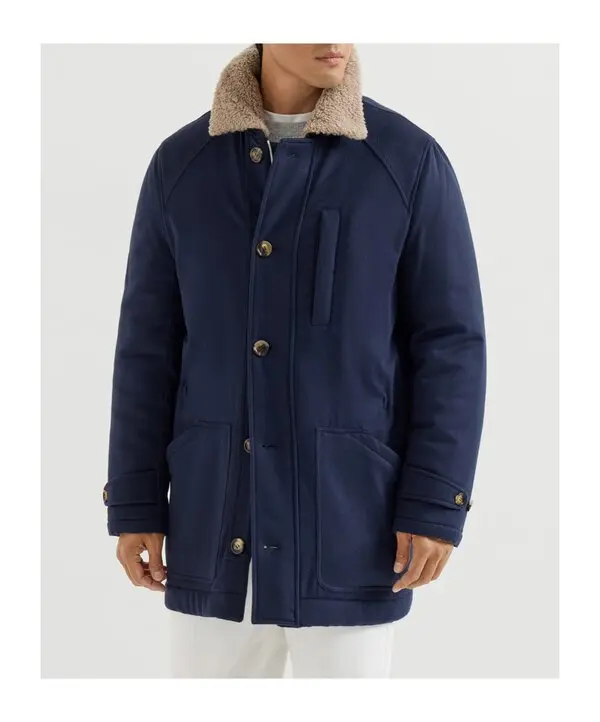 Brunello Cucinelli Cashmere And Vicu?a Coat With Shearling Lining