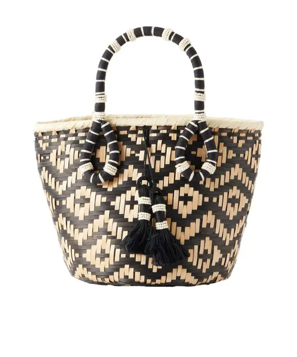 Johanna Ortiz Raffia Mini Bucket Bag - Black