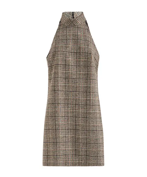 Brunello Cucinelli Checked Alpaca And Wool Dress With Monili