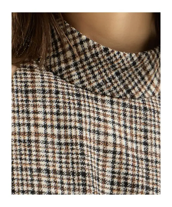 Brunello Cucinelli Checked Alpaca And Wool Dress With Monili