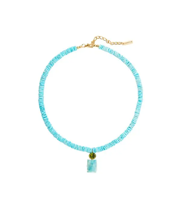 JENNIFER BEHR Gold-tone Crystal And Stone Necklace - Blue