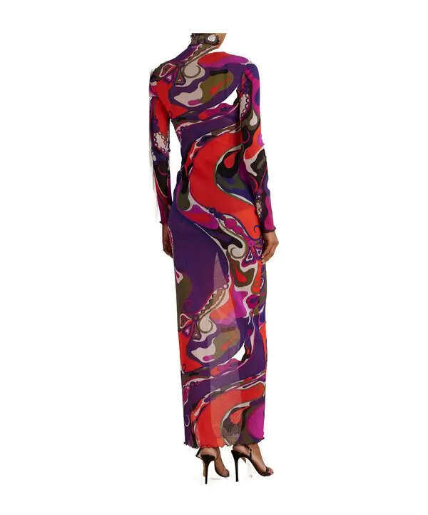 Emilio Pucci Printed Tulle Maxi Dress