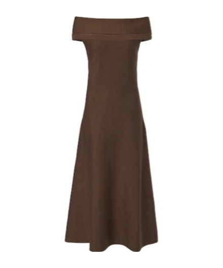 Simkhai Camilla Off-shoulder Wool Midi Dress - Brown