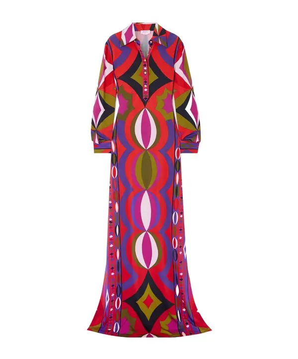 Emilio Pucci Printed Satin Maxi Dress