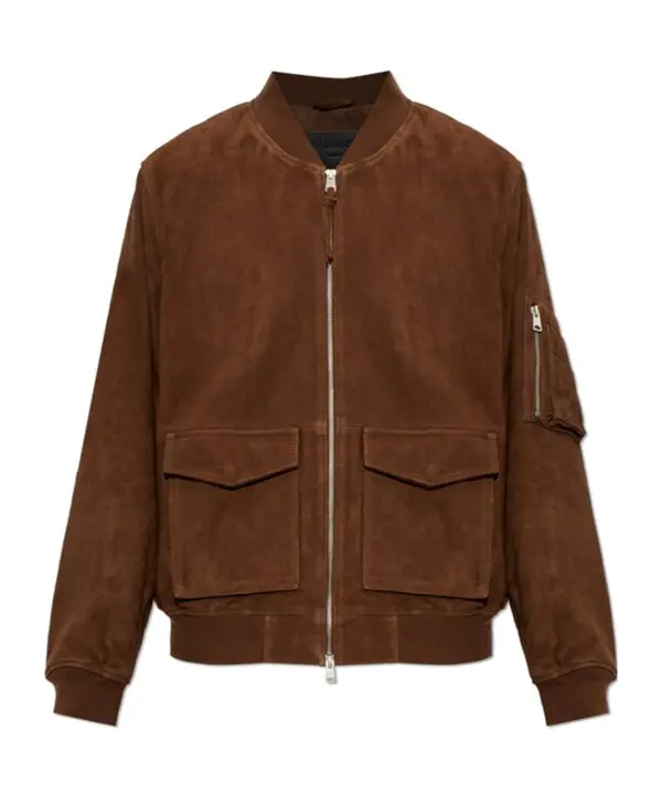 ALLSAINTS Suede Bomber Jacket - Auburn