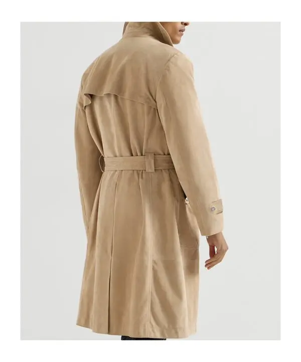 Brunello Cucinelli Suede Motorcyle Trench With Nappa Leather Inserts