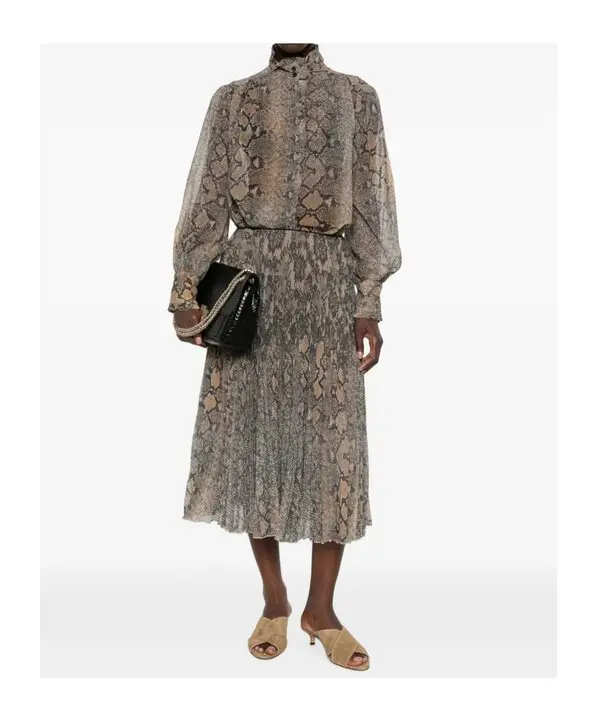 ERMANNO FIRENZE Snake-print Ruffled Shirt