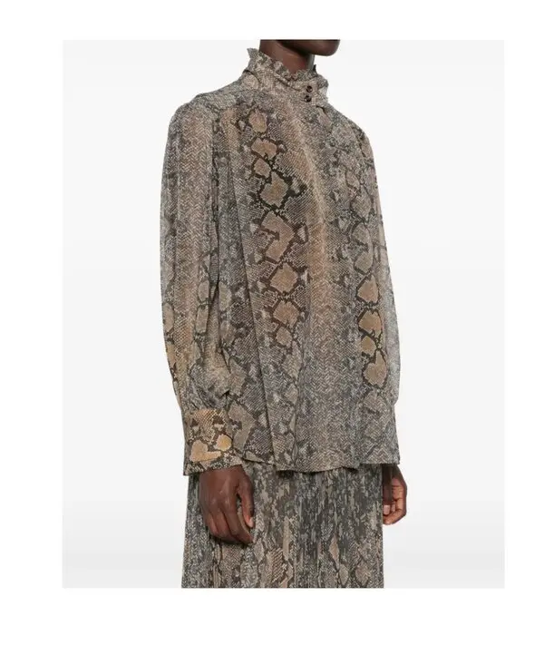 ERMANNO FIRENZE Snake-print Ruffled Shirt