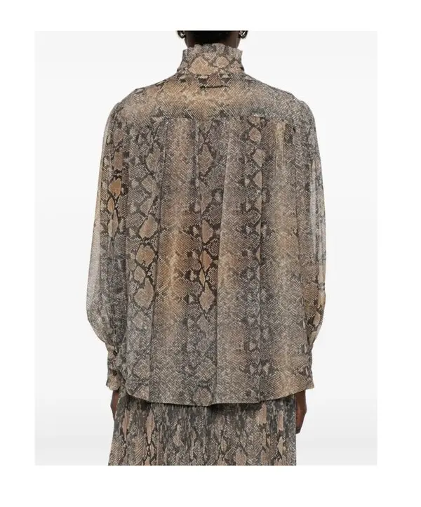 ERMANNO FIRENZE Snake-print Ruffled Shirt