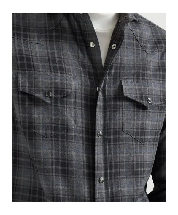 Brunello Cucinelli Cotton Madras Western Shirt
