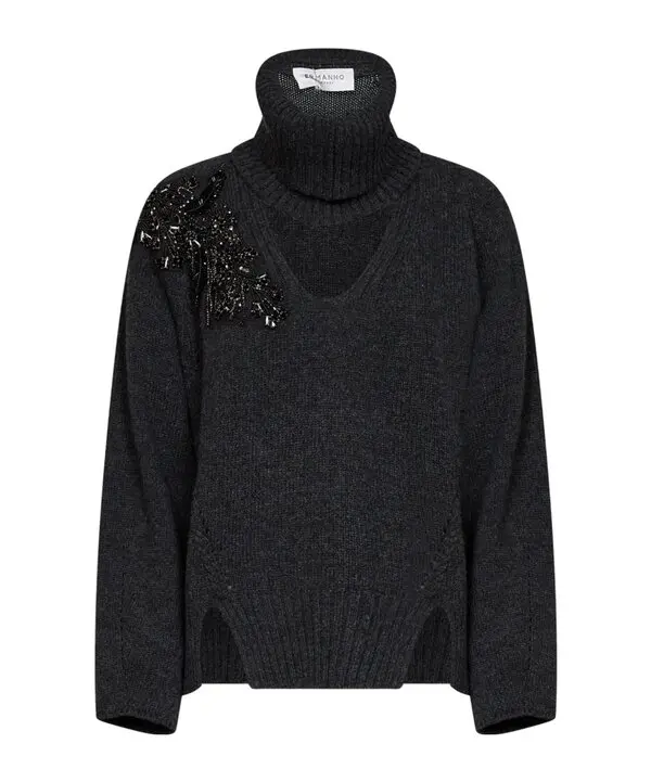 ERMANNO FIRENZE Bead-embellished Layered-effect Sweater
