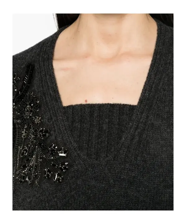 ERMANNO FIRENZE Bead-embellished Layered-effect Sweater