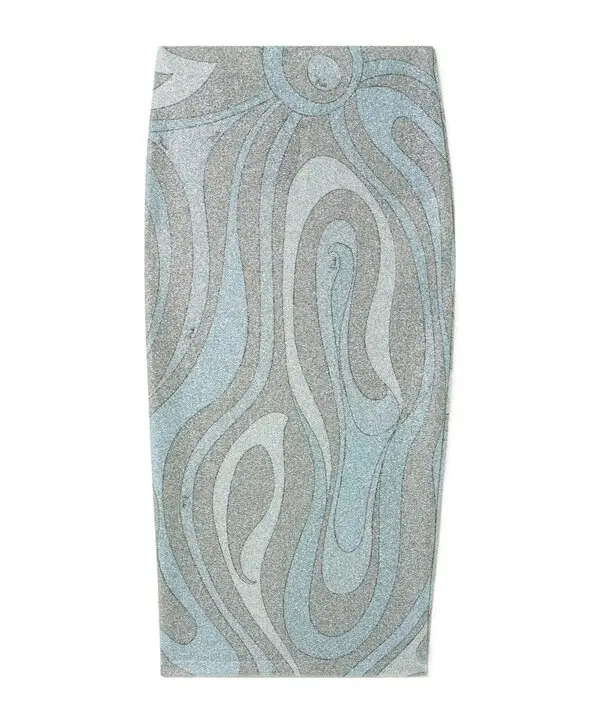 Emilio Pucci Printed Metallic Jersey Midi Skirt