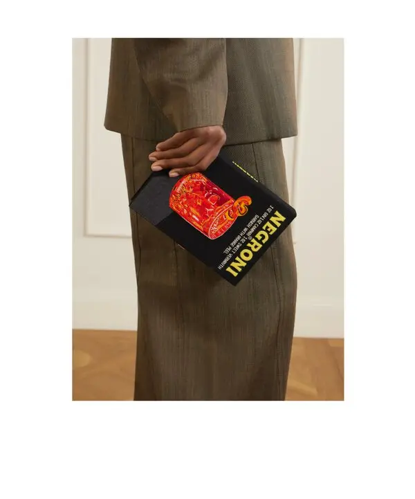OLYMPIA LE-TAN Appliquéd Embroidered Canvas Clutch - Black