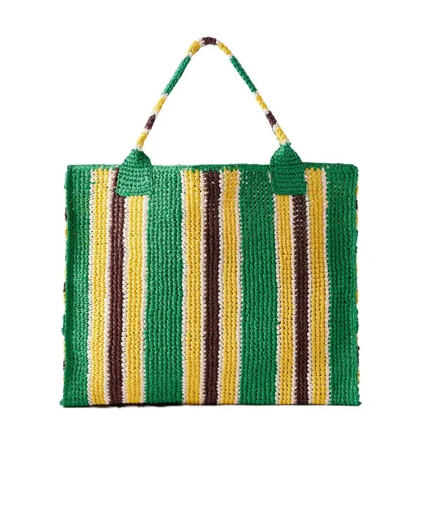 LOEFFLER RANDALL Striped Woven Raffia Tote Bag