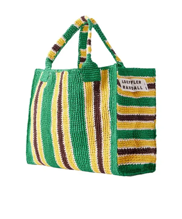 LOEFFLER RANDALL Striped Woven Raffia Tote Bag