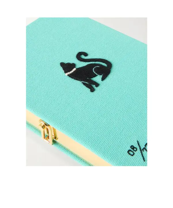 OLYMPIA LE-TAN Appliquéd Embroidered Canvas Clutch - Blue