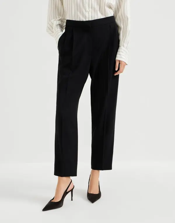 Brunello Cucinelli Viscose And Virgin-wool Tuxedo Trousers
