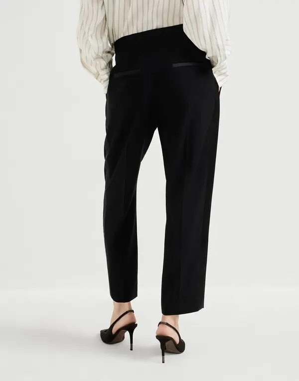 Brunello Cucinelli Viscose And Virgin-wool Tuxedo Trousers