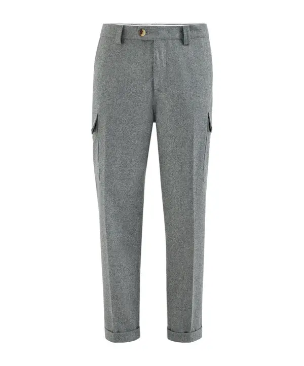 Brunello Cucinelli Virgin Wool Flannel Trousers With Cargo Pockets