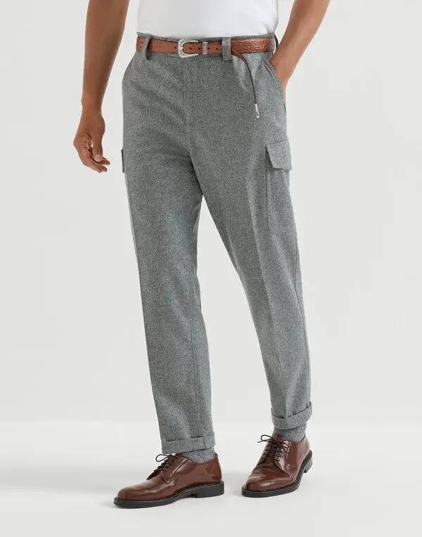 Brunello Cucinelli Virgin Wool Flannel Trousers With Cargo Pockets