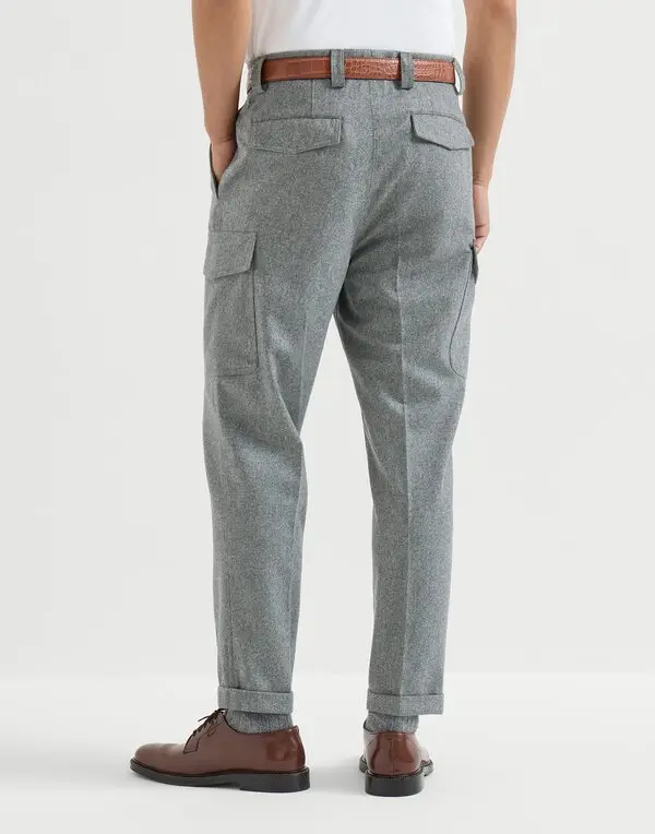 Brunello Cucinelli Virgin Wool Flannel Trousers With Cargo Pockets