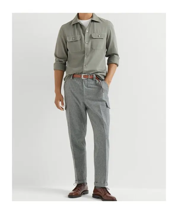 Brunello Cucinelli Virgin Wool Flannel Trousers With Cargo Pockets