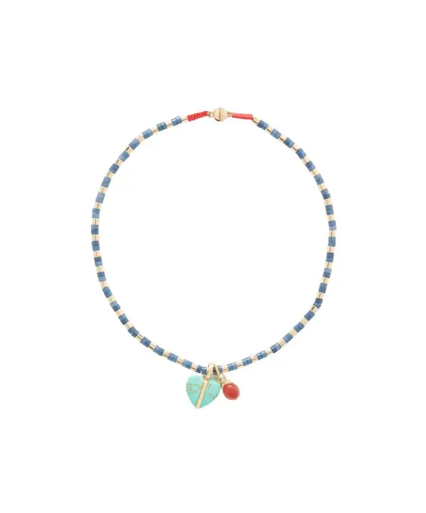 Assouline Gold-plated Beaded Necklace With Removable Turquoise And Carnelian Charms - No