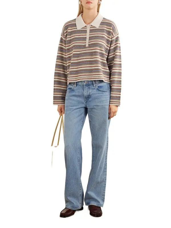 FRAME Striped Polo Knitted Top