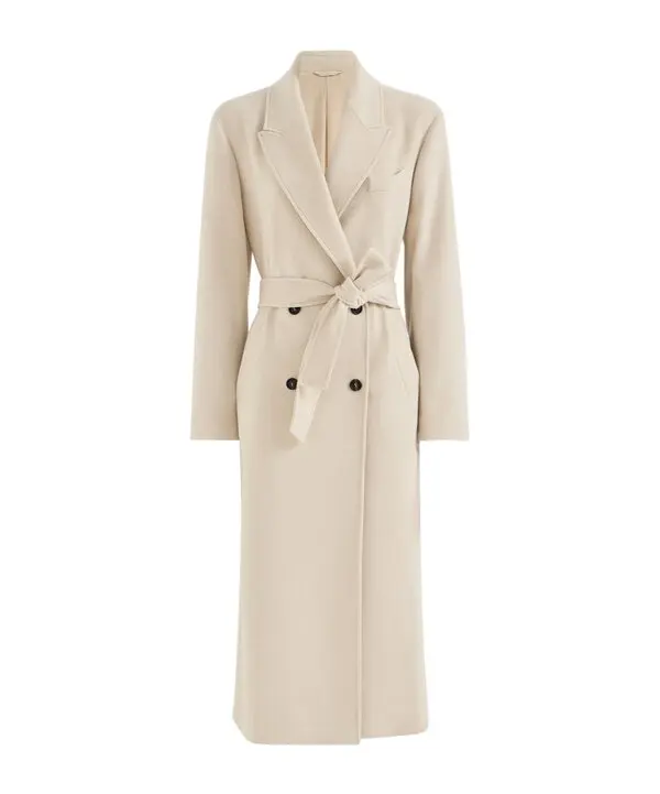 Brunello Cucinelli Lightweight Water-resistant Cashmere Belted Coat With Monili