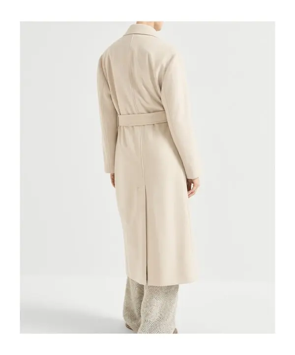 Brunello Cucinelli Lightweight Water-resistant Cashmere Belted Coat With Monili