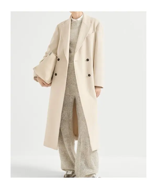 Brunello Cucinelli Lightweight Water-resistant Cashmere Belted Coat With Monili