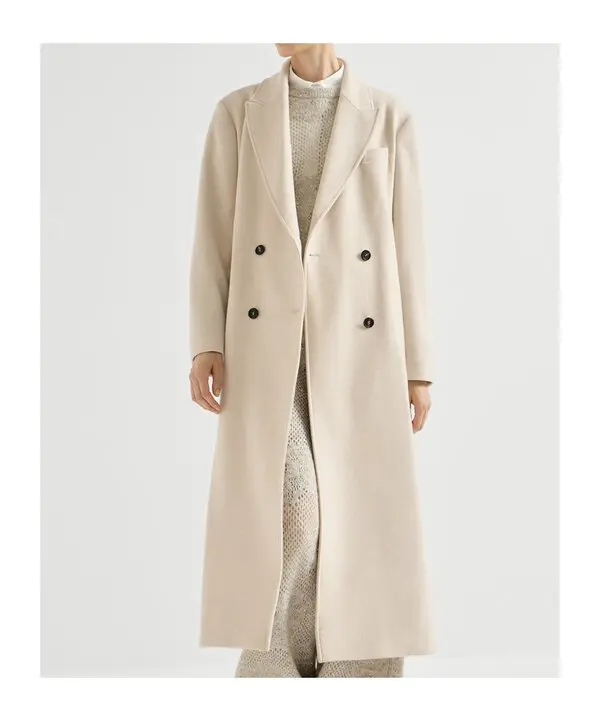 Brunello Cucinelli Lightweight Water-resistant Cashmere Belted Coat With Monili