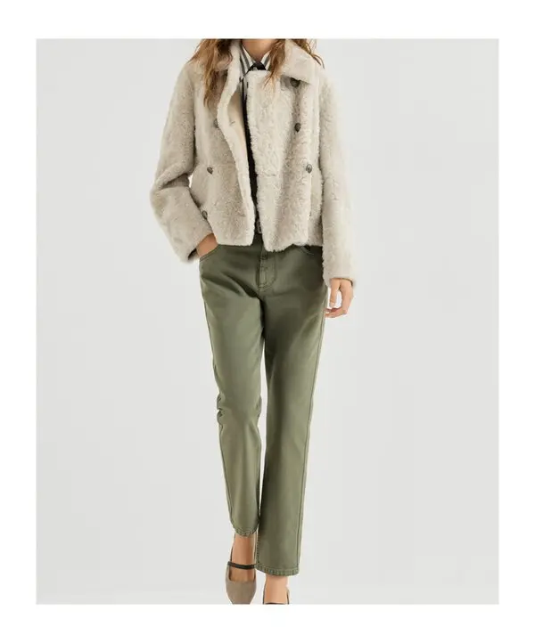 Brunello Cucinelli Dyed Denim Five-pocket Straight Trousers With Shiny Bartack
