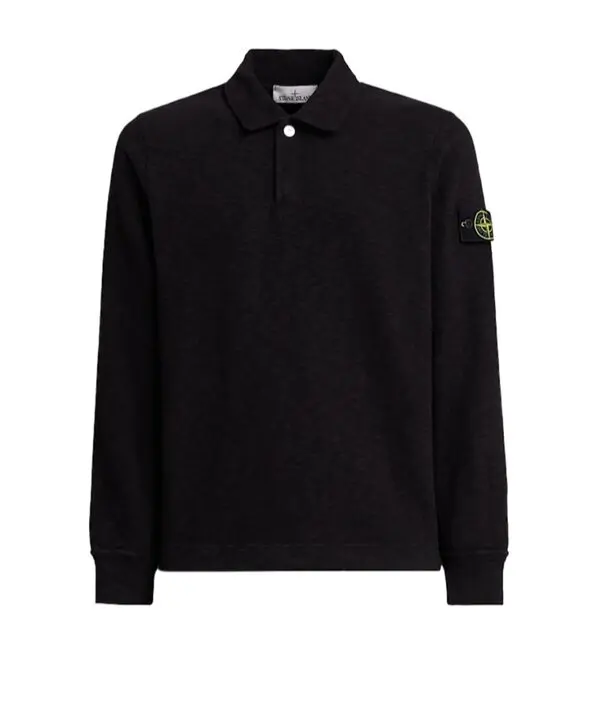 Stone Island Long-sleeve Polo Shirt With Ribbed Collar