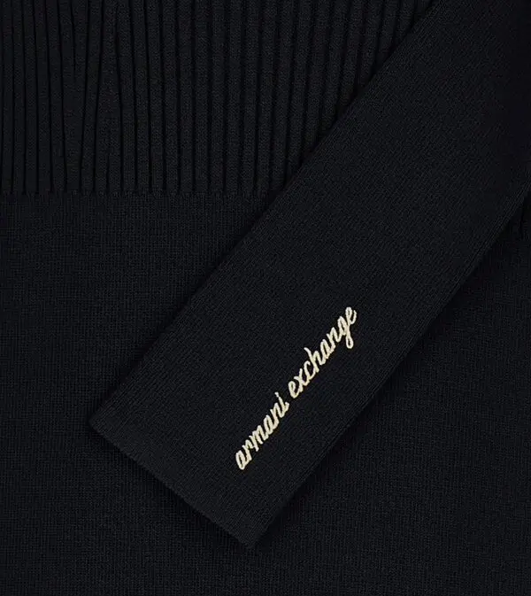 Armani Exchange Ribbed Long-sleeve Dress
