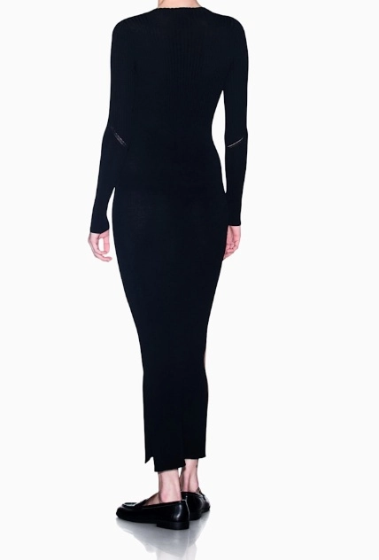 Armani Exchange Ribbed Long-sleeve Dress